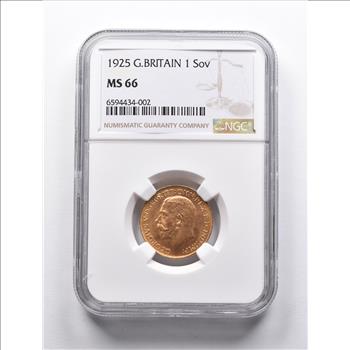 MS66 1925 Great Britain 1 Sovereign Gold Coin NGC | Property Room