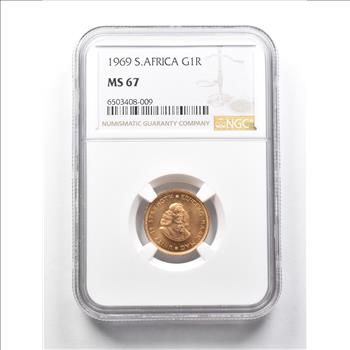 MS67 1969 South Africa 1 Gold Rand NGC | Property Room