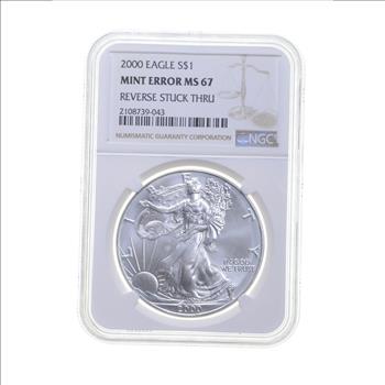 MS67 MINT ERROR 2000 American Silver Eagle - REV Struck Thru - Graded NGC | Property Room