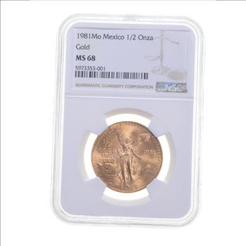 MS68 1981 Mexico 1/2 Onza Gold Libertad - Graded NGC | Property Room