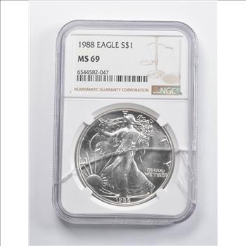 MS69 1988 American Silver Eagle - Graded NGC | Property Room
