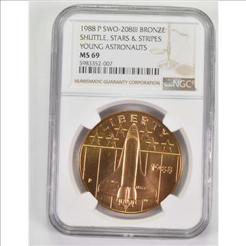 MS69 1988P Young Astronauts Bronze Medal - Shuttle, Stars, & Stripes ...