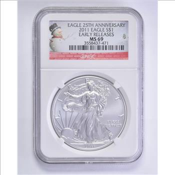 MS69 2011 American Silver Eagle - Early Releases - 25th Anniversary - Graded NGC | Property Room