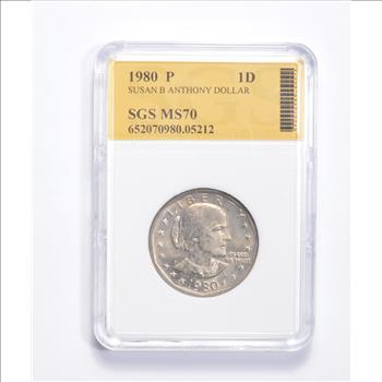 MS70 1980-P Susan B. Anthony Dollar - Graded SGS | Property Room