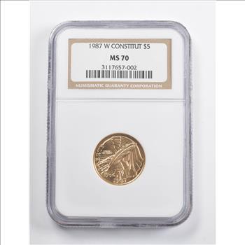 MS70 1987-W $5 Constitution Commemorative Gold Coin NGC | Property Room