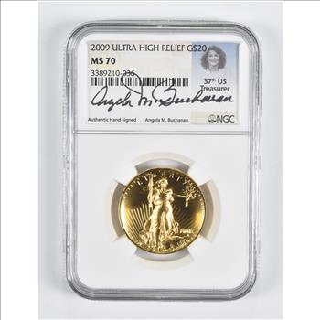 MS70 2009 $20 Saint-Gaudens Gold Ultra High Relief Signed Buchanan UHR ...