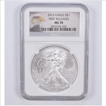 MS70 2012 American Silver Eagle - First Releases - Graded NGC | Property Room