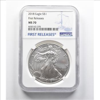 MS70 2018 American Silver Eagle - First Releases - Graded NGC | Property Room