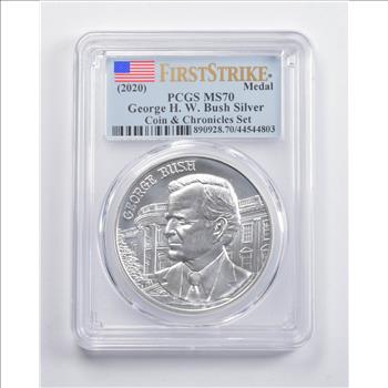 MS70 (2020) George H. W. Bush Silver Coins & Chronicles Set FS PCGS ...