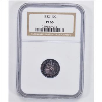 PF66 1882 Seated Liberty Dime - NGC Graded | Property Room