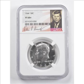 PF68* STAR 1964 Kennedy Half Dollar Signed Label NGC | Property Room