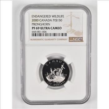 PF69 2000 Canada $150 Platinum - Pronghorn - Endangered Wildlife NGC ...
