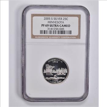 PF69 UCAM 2005-S Minnesota Silver State Quarter - Graded NGC | Property ...