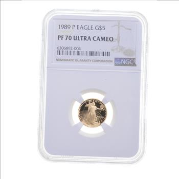 PF70 UCAM 1989-P $5 1/10 Oz. Gold American Eagle - Graded NGC ...