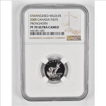 PF70 UCAM 2000 Canada $75 Platinum - Pronghorn - Endangered Wildlife ...