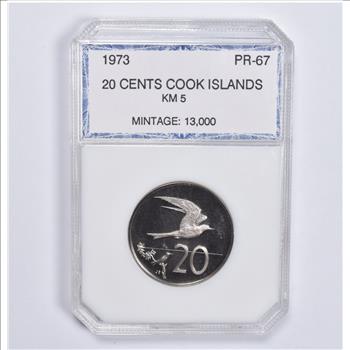 PR67 1973 Cook Islands 20 Cents - Slabbed | Property Room