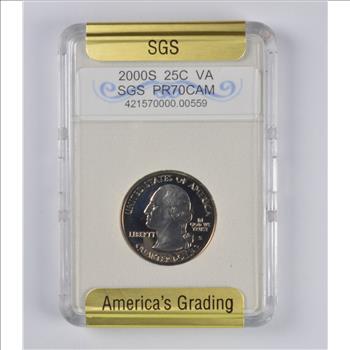 PR70 CAM 2000-S Virginia State Quarter - Slabbed | Property Room