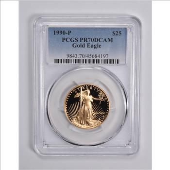 PR70 DCAM 1990-P $25 American Gold Eagle 1/2 Oz Gold PCGS | Property Room