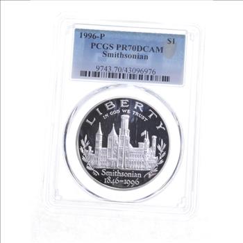 PR70 DCAM 1996-P Smithsonian 150th Anniversary Commemorative Dollar ...