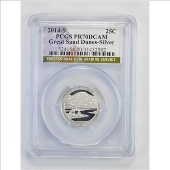 PR70 DCAM 2014-S Great Sand Dunes Silver Quarter - Graded PCGS ...