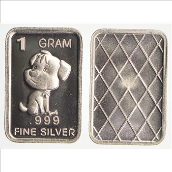 Puppy Dog - 1 Gram .999 Fine Silver - Custom Designed Silver Bar ...