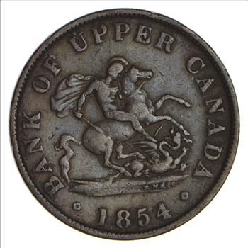 RARE Canadian Bank Token 1854 - Early Copper Coin | Property Room