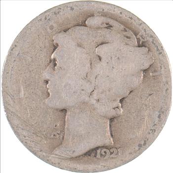 Rare - Key Date 1921-D Mercury Silver Dime - Low Mintage | Property Room