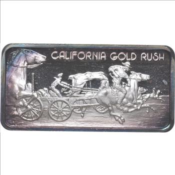 Rare Silver 1 Troy Oz. California Gold Rush Bar .999 Fine Silver ...