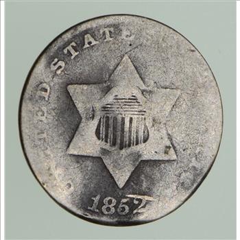 RARE Silver Trime - 1852 Three Cent Silver - 3 Cent Early US Coin ...