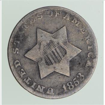 RARE Silver Trime - 1853 Three Cent Silver - 3 Cent Early US Coin ...