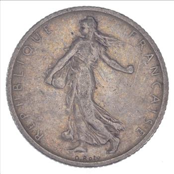 SILVER - 1899 France 1 Franc - World Silver Coin 5.4 Grams | Property Room