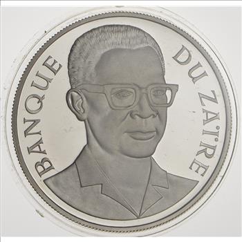 SILVER - 1975 Zaire 5 Zaires - World Silver Coin 35.7 Grams | Property Room
