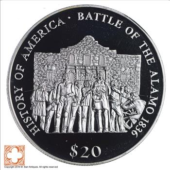 SILVER - 2000 Liberia $20.00 - Battle Of The Alamo - World Silver Coin ...