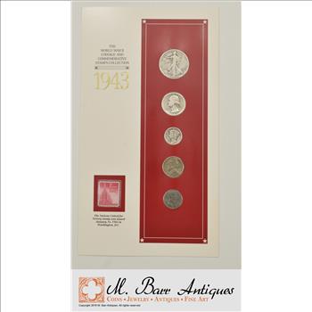 SILVER Coin Set 1943 World War II Coinage and Commemorative Stamps ...