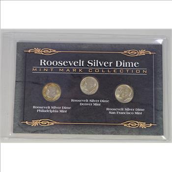 SILVER Coin Set Roosevelt Silver Dime Mint Mark Collection Historic US ...