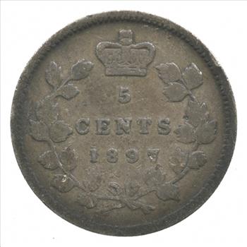 SILVER - Roughly the Size of a Dime - 1897 Canada 5 Cents - World Silver Coin | Property Room