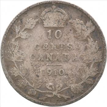 SILVER - Roughly the Size of a Dime - 1910 Canada 10 Cents- World ...