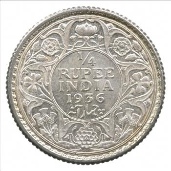 SILVER - Roughly the Size of a Dime - 1936 India 1/4 Rupee - World ...