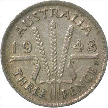 SILVER - Roughly the Size of a Dime - 1943 Australia 3 Pence - World ...