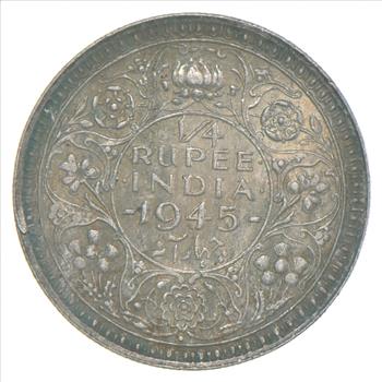 SILVER - Roughly the Size of a Dime - 1945 India 1/4 Rupee - World ...