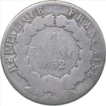 SILVER - Roughly the Size of a Quarter - 1852 France 1 Franc - World ...