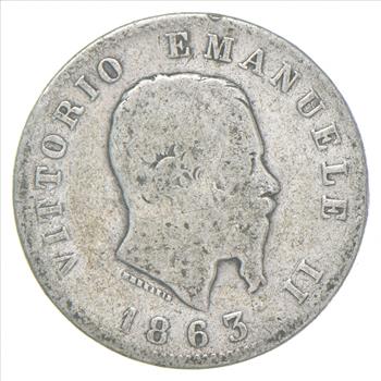SILVER - Roughly the Size of a Quarter - 1863 Italy 1 Lira - World ...
