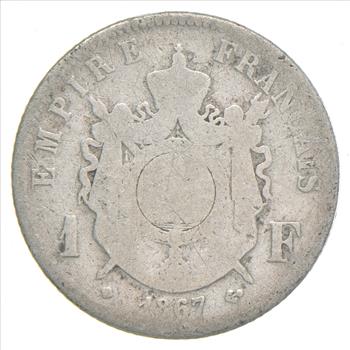 SILVER - Roughly the Size of a Quarter - 1867 France 1 Franc - World ...