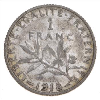 SILVER - Roughly the Size of a Quarter - 1918 France 1 Franc - World ...