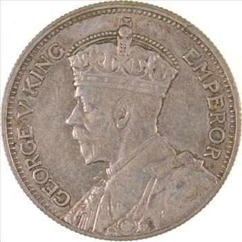 SILVER - Roughly the Size of a Quarter - 1935 New Zealand 1 Shilling - World Silver Coin ...