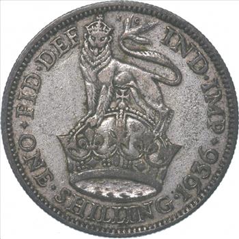 SILVER - Roughly the Size of a Quarter - 1936 Great Britain 1 Shilling ...
