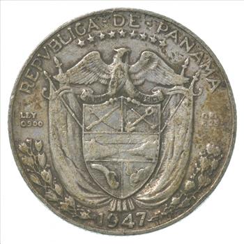 SILVER - Roughly the Size of a Quarter - 1947 Panama 1/4 Balboa - World ...