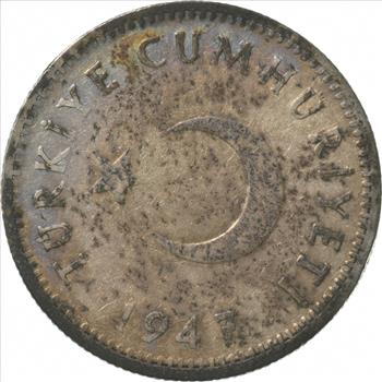 SILVER - Roughly the Size of a Quarter - 1947 Turkey 1 Lira - World ...