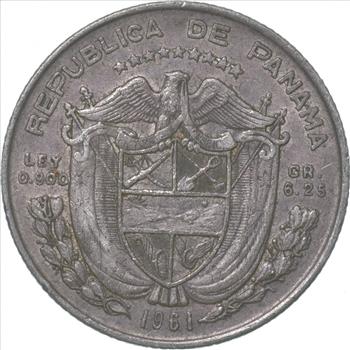 SILVER - Roughly the Size of a Quarter - 1961 Panama 1/4 Balboa - World ...
