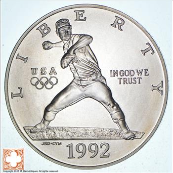 SILVER Uncirculated 1992 Olympic Baseball - Commemorative US Silver ...